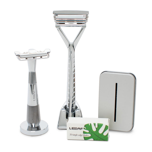 Razor Set Kit | Leaf Razor & Stand + Twig Razor & Stand + Blade Pack | Leaf Shave